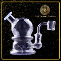 China 4 Inch Borosilicate Glass Hookah Water Pipe Bong with 21mm Joint and 7mm Thickness Blue for sale