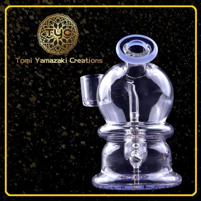 China 4 Inch Borosilicate Glass Hookah Water Pipe Bong with 21mm Joint and 7mm Thickness Blue for sale
