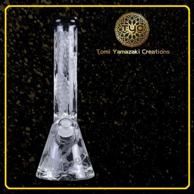 China 10 Inch Triangle Glass Water Pipe Bong 14mm Borosilicate Glass Hookah for sale