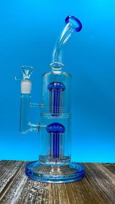 China 16 Inch Borosilicate Glass Bong with Percolator Beaker Ice Catcher 14mm Bowl Glow in Dark for sale