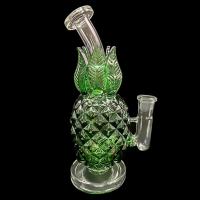 China Creative Handmade Green Yellow Glass Water Bong 6mm Thickness 14mm Joint for sale