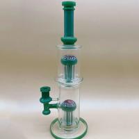 China 16 Inch Blue Borosilicate Glass Bong Hookah with Ice Catcher 6mm Thick 18mm Joint for sale