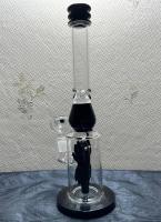 China 16 Inch Blue Borosilicate Glass Bong Hookah with Ice Catcher 6mm Thick 18mm Joint for sale