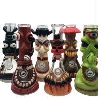 China 8 Inch 3D Hand Painted Glass Water Pipe Monster DAB Rig with 14mm Joint for sale