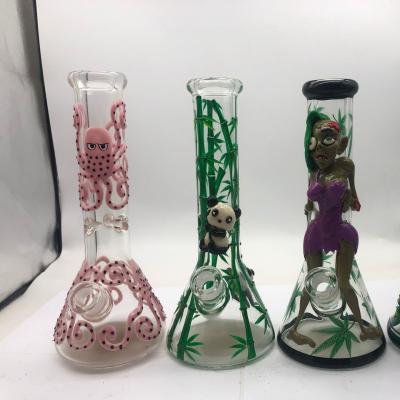 China 10Inches Small Glass Hookah Beaker Assorted Color With Black Diffused Downstem for sale