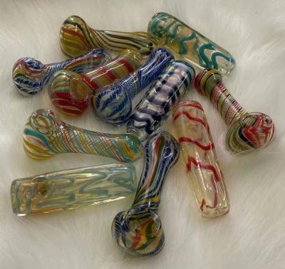China 4 Inch Electroplated Sandblasting Pattern Glass Hand Pipe Glass Smoking Pipe for sale