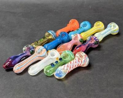 China 5mm Thick Borosilicate Smoking Glass  Hand Pipes Mini Donut Spoon Pipe for sale