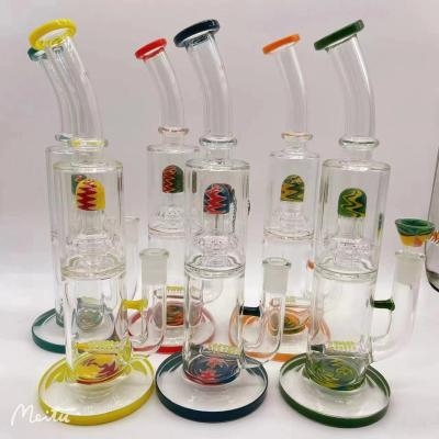 China Glycerin Freezable Coil Straight Tube Glass Water Pipe 18 Inches 17 Inch Height 14mm Bowl for sale