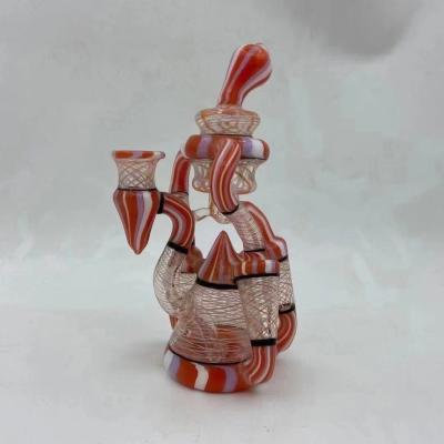 China 11 Inch Recycler Oil Rig Glass Smoking Pipe with 14mm Quartz Banger Hand Blown for sale