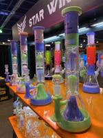 China 15 Inch 5mm Borosilicate Glass Bong Shisha Beaker OEM Custom Hand Blown for sale