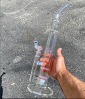 China 16 Inch Borosilicate Glass Bong Triple Honeycomb Perc Straight Tube Dab Rig Recycler 34mm Bowl for sale