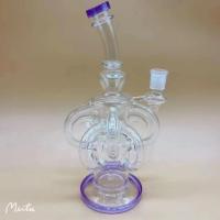 China Borosilicate Glass Water Pipe Recycler Hookah 14 Inch Dab Oil Rig Smoking Pipes for sale