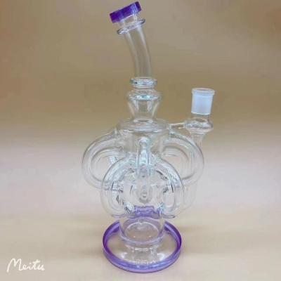 China Borosilicate Glass Water Pipe Recycler Hookah 14 Inch Dab Oil Rig Smoking Pipes for sale