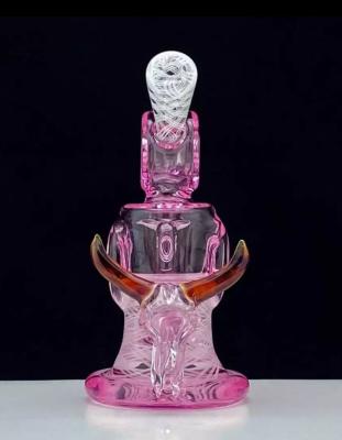 China 9 Inch Recycler Funnel Bubbler Borosilicate Glass Water Pipe 34mm Bowl Custom Logo for sale