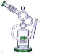 China 9 Inch Borosilicate Glass Recycler Bong Hookah Shisha 14.4mm Joint Smoking Pipe for sale