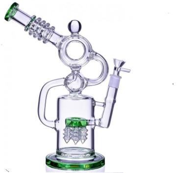 China 9 Inch Borosilicate Glass Recycler Bong Hookah Shisha 14.4mm Joint Smoking Pipe for sale