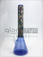 China 18.8mm Tribal Head Etched Glass Beaker Bong 18 Inch Water Pipe with Diffused Downstem for sale