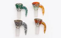 China 4 Style 14mm 18mm Glass Bowl Male Joint Handle Slide Piece for Bong Water Pipe for sale