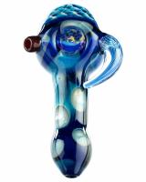 China Borosilicate Glass Spoon Pipe with Colored Bubbled Tubing 4 Inch for sale