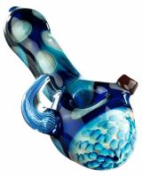 China Borosilicate Glass Spoon Pipe with Colored Bubbled Tubing 4 Inch for sale