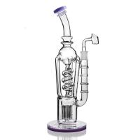 China 12.5 Inch Freezable Glass Water Bong Recycler Dab Rig Thick Glass Water Pipe 14mm for sale