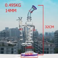 China 12.5 Inch Freezable Glass Water Bong Recycler Dab Rig Thick Glass Water Pipe 14mm for sale