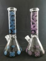 China 10 Inch Glass Water Pipe 7mm Thick Colorful 14mm Female Glass Bowl Smoking Accessory for sale