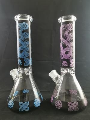 China 10 Inch Glass Water Pipe 7mm Thick Colorful 14mm Female Glass Bowl Smoking Accessory for sale