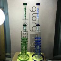 China 15 Inch Borosilicate Glass Hookah Water Pipe with 3 Percolators and Ice Catcher 18mm Bowl for sale