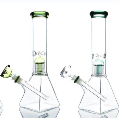 China 10 Inch Pyrex Glass Hookah Shisha Water Pipe Quadrilateral Bottle Bottom Mushroom Filter 15mm Joint for sale