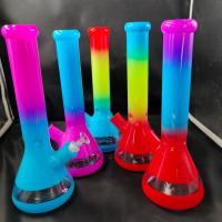 China 7mm Thick Borosilicate Glass Ice Hookah Water Pipe 14 Inch with Luminous Decals for sale