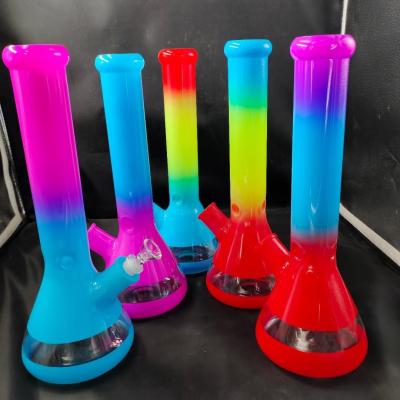 China 7mm Thick Borosilicate Glass Ice Hookah Water Pipe 14 Inch with Luminous Decals for sale