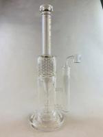 China 18 Inch Borosilicate Glass Smoking Pipe Double Perc Straight Tube Water Bong 10mm Thick for sale