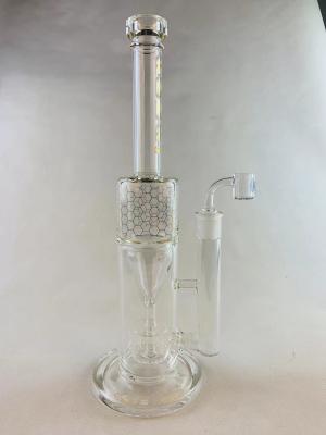 China 18 Inch Borosilicate Glass Smoking Pipe Double Perc Straight Tube Water Bong 10mm Thick for sale
