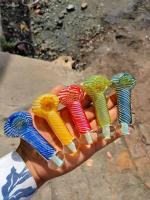 China 5mm Thick Handpainted Glass Spoon Pipe 100g Hand Drawing Pattern Smoking Tobacco for sale