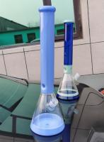 China Borosilicate Glass Bongs Large Beaker 10 Inches Hand Painted Water Pipe for Dry Herbs for sale