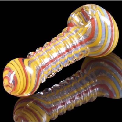China 4.5 Inch Glass Hand Pipe Clear Spotted Mouth Solid Bowl Hand Blown Bongs 90g for sale