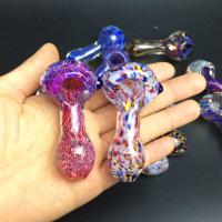 China 4.5 Inch Glass Hand Pipe Clear Spotted Mouth Solid Bowl Hand Blown Bongs 90g for sale