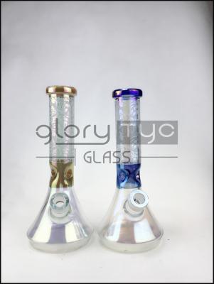 China 10 Inch Multicolored Borosilicate Glass Beaker Bong with Ice Catcher and Removable Downstem for sale