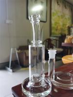 China 7 Inch Cylinder Vase Wig Wag Cross Perc Glass Water Bong Dab Rig 510g Borosilicate for sale