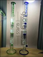 China Hand Blown 13.2 Inch Borosilicate Glass Water Pipe Bong with 3 Percs 14mm Female Joint for sale