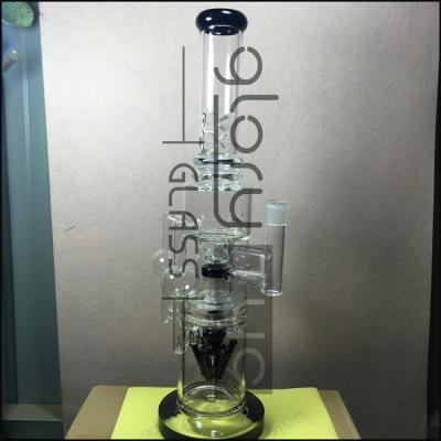 China Hand Blown 13.2 Inch Borosilicate Glass Water Pipe Bong with 3 Percs 14mm Female Joint for sale