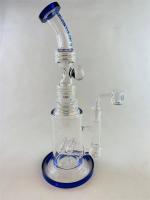 China 9 Inch Clear Recycler Glass Bong Water Pipe with 14mm Bowl for Tobacco for sale