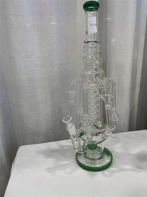 China 14mm Twin Layer Filter Glass Recycler Bong for Tobacco Herb Hand Blown Borosilicate Glass for sale