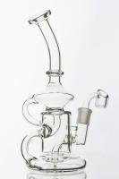 China 5mm Borosilicate Glass Water Pipe Bong Recycler Rig Dual Arm Showerhead Perc for sale