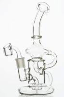 China 5mm Borosilicate Glass Water Pipe Bong Recycler Rig Dual Arm Showerhead Perc for sale