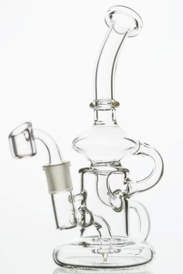 China 5mm Borosilicate Glass Water Pipe Bong Recycler Rig Dual Arm Showerhead Perc for sale