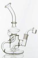 China 5mm Borosilicate Glass Water Pipe Bong Recycler Rig Dual Arm Showerhead Perc for sale