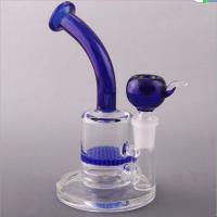 China 7 Inch Blue Recycler Glass Bong Water Pipe Tobacco Hookah 14mm Bowl Hand Blown for sale