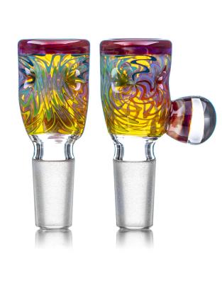 China 14mm Millie Handle Glass Bong Bowl Slide Piece Hand Blown Borosilicate Glass Water Pipe Accessory for sale